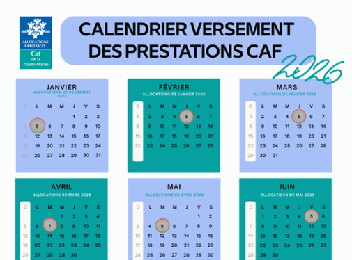 CAF - Calendrier des versements 2026